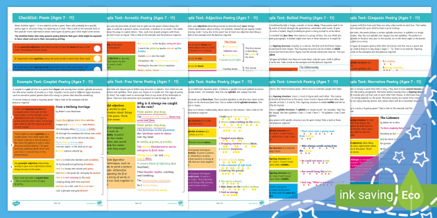 Example Text Pack for Parents: Poetry (Ages 7 - 11)