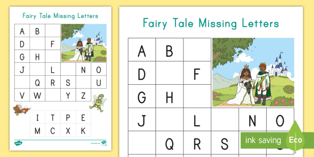 Fairy Tale Missing Letters Cut and Paste Activity