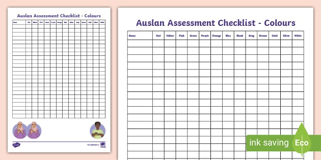 Auslan Colours Assessment Checklist