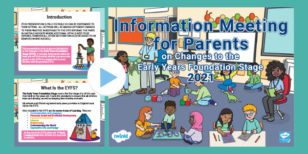 Information Meeting for Parents on Changes to the EYFS 2021