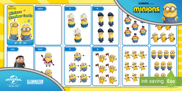 FREE! - 👉 Minions: 0-10 Number Cards (teacher made)
