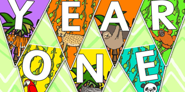 👉 Welcome to Year One Bunting Jungle Themed