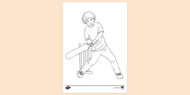 FREE! - Cricket Batter Colouring Sheet | Colouring Pages