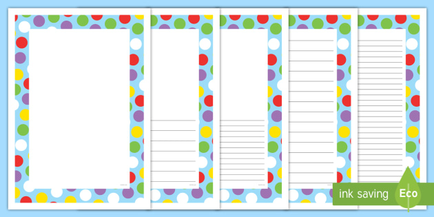 Blue with White Spots Page Borders (teacher made)