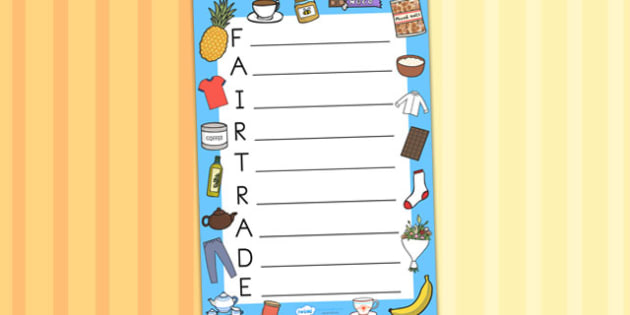 Fairtrade Acrostic Poem Template