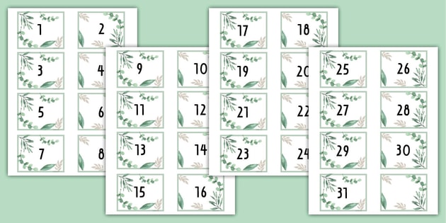 Botanical Number Cards (teacher made)
