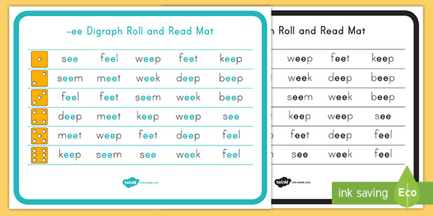 -ee Digraph Roll and Read Mat (teacher made)