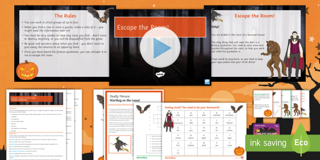 Beyond Secondary: KS3 Halloween English - Escape the Room