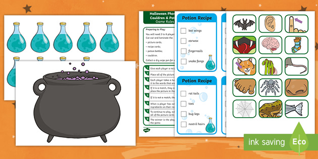 Halloween Phonics Cauldron & Potion Game