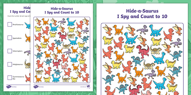Hide-a-Saurus I Spy and Count Activity to 10 (teacher made)