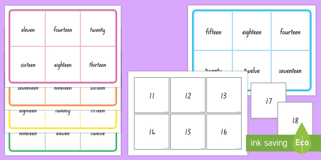 Number & Words (11-20) Bingo (teacher made)