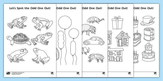 Let's Spot the Odd One Out! Colouring Pages (teacher made)