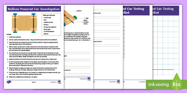 Balloon-Powered Car Science Investigation (teacher made)
