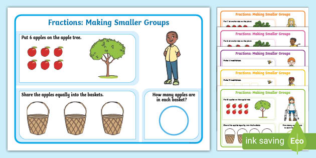 Fractions: Making Smaller Groups Playdough Mats