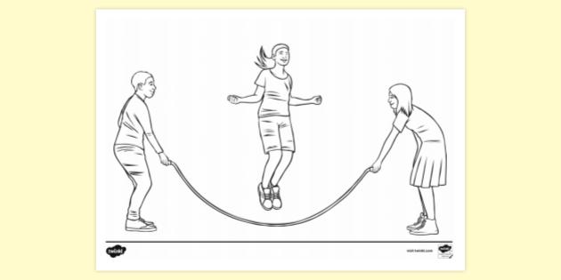 FREE! - Playing Skipping Rope | Fun Together Colouring Sheets