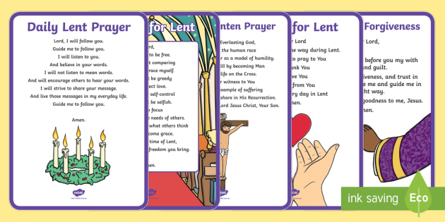 * NEW * Daily Prayers for Lent A4 Display Poster - Lent
