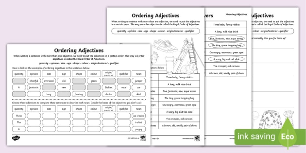 Order of Adjectives Exercises | Primary Resources