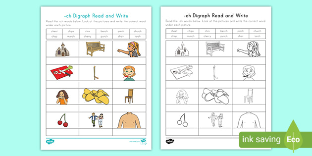 -ch Digraph Read and Write Activity (teacher made)