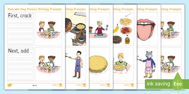 Pancake Day Simple Sentence Writing Prompt Pictures Activity