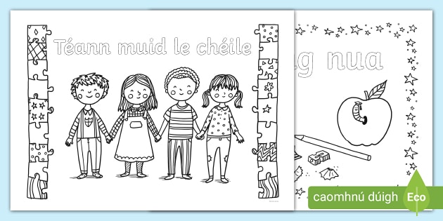 Back to School Themed Mindfulness Colouring Gaeilge