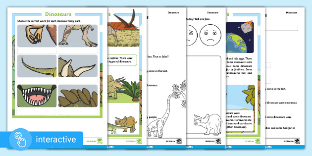 Interactive PDF: Let's Learn About Dinosaurs Differentiated Reading