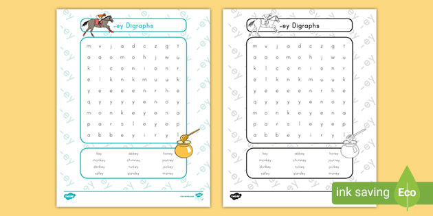 -ey Digraphs Word Search (teacher made)