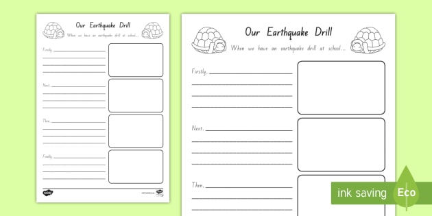 Our Earthquake Drill Writing Template (teacher made)