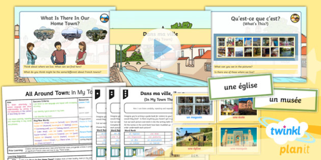 French: All Around Town: In My Town Year 4 Lesson Pack 2