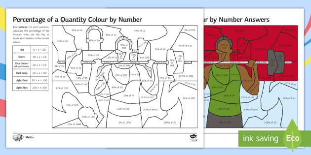 Percentage of a Quantity Colour by Number (teacher made)
