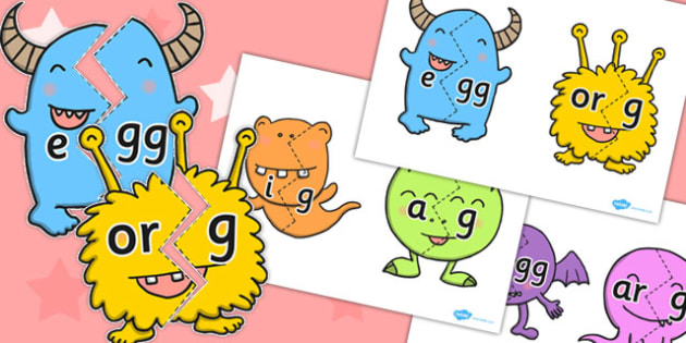 Vowel and Final G Sound Monster Jigsaws (teacher made)