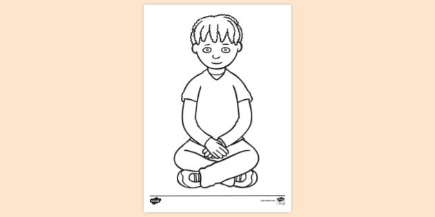 FREE! - Boy Sitting On The Floor Colouring Sheet