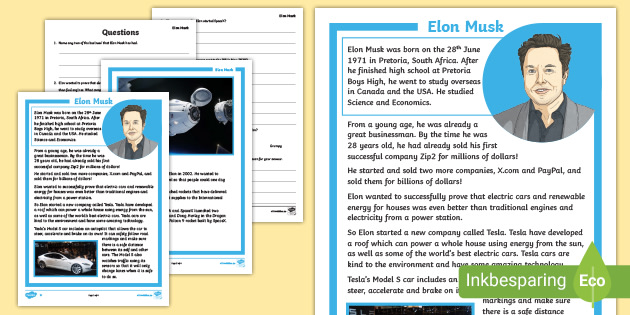 Elon Musk Comprehension (teacher made)