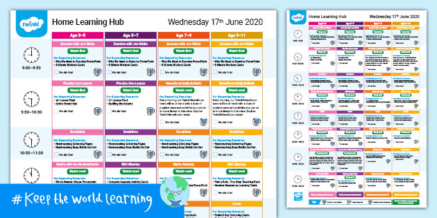 Home Learning Hub Daily Plan Wednesday 17th June
