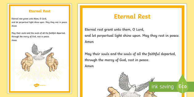 Eternal Rest A4 Display Poster - CfE Catholic Christianity, prayers, mass