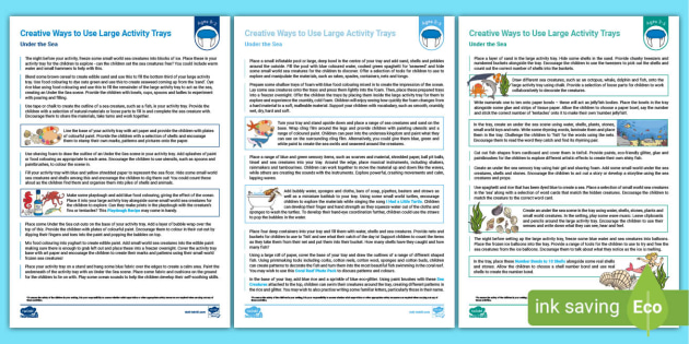EYFS Ages 0-5 Large Activity Trays Planning: Under the Sea