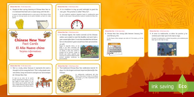 Chinese New Year Display Fact Cards English/Spanish