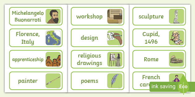 Michelangelo Word Cards