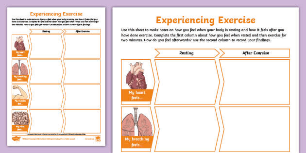 LKS2 Experiencing Exercise Activity Sheet - PSHE & Wellbeing