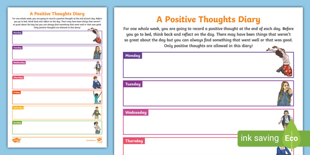 A Positive Thoughts Diary (teacher made)