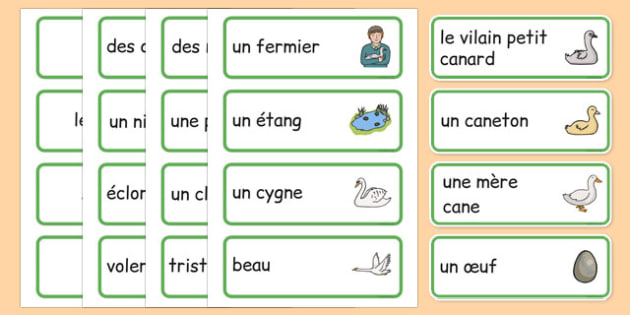 Cartes de vocabulaire : Le Vilain Petit Canard