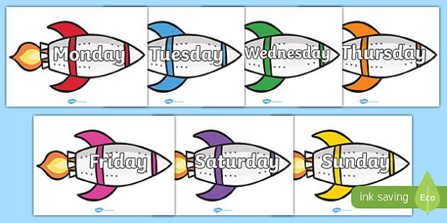 FREE! - Days of the Week on Rockets (teacher made)
