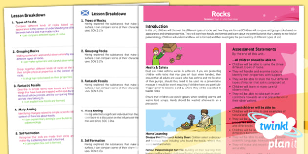 FREE! - Science: Rocks Year 3 Planning Overview CfE