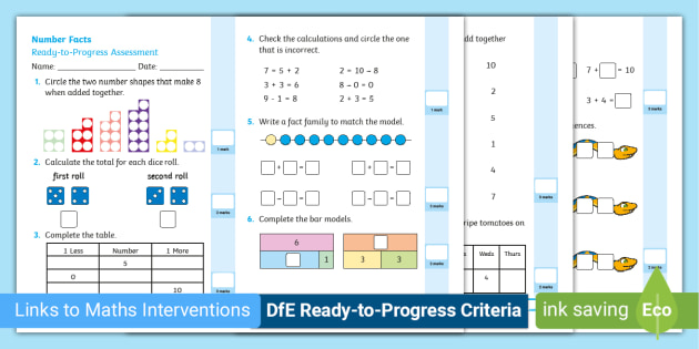 👉 Assessment of Year 1 Ready-to-Progress Criteria: Number Fact