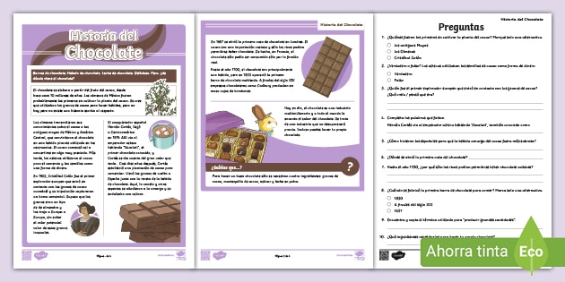 Comprensión de Lectura - Historia del Chocolate