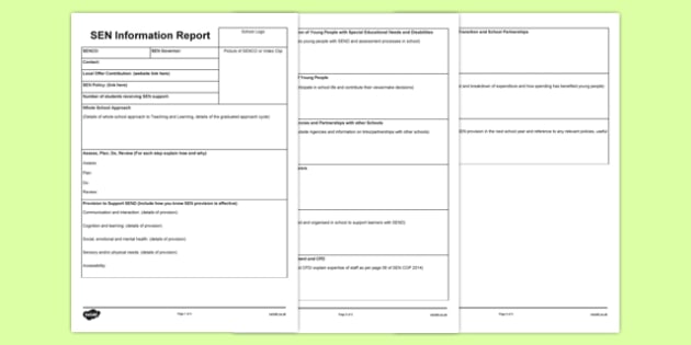 SEN Information Report Planning Frame Secondary