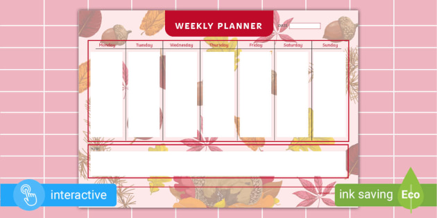 Autumn Theme Weekly Planner | Twinkl Busy Bees