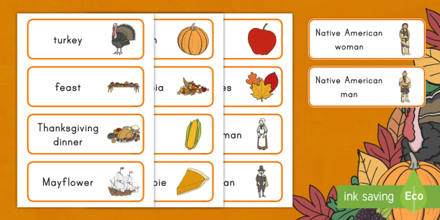 Thanksgiving Word Cards - thanksgiving day, turkey, mayflower