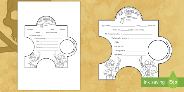 Pirate Themed All About Me Jigsaw Activity - (teacher made)