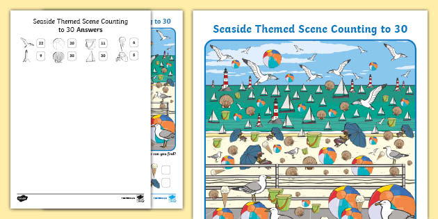 Seaside Themed Scene Counting to 30 Activity (teacher made)