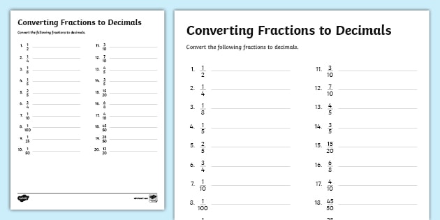 Grade 5 Fractions Worksheets Convert Decimals To Mixed Numbers K5 